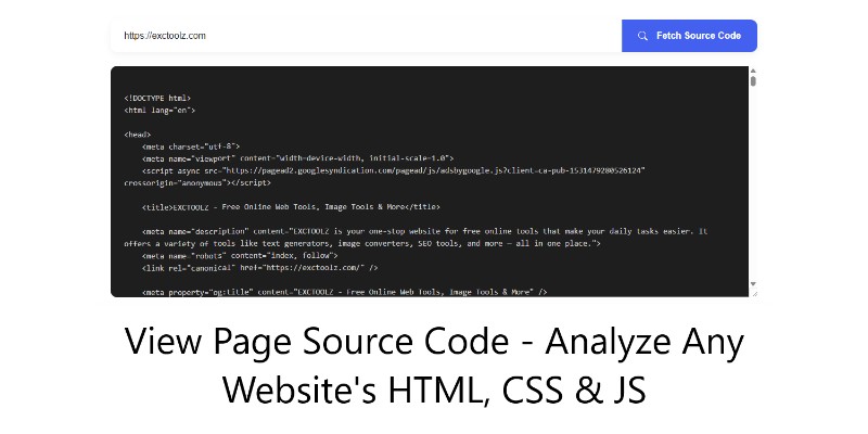 View Page Source Code - Analyze Any Website's HTML, CSS & JS